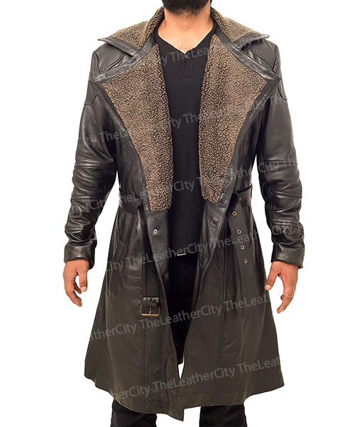 Blade Runner 2049 Officer K (Ryan Gosling) Trench Coat | Real Leather Shearling Coat