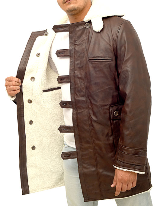 Bane's Shearling Coat from The Dark Knight Rises - Brown Leather Trench ...