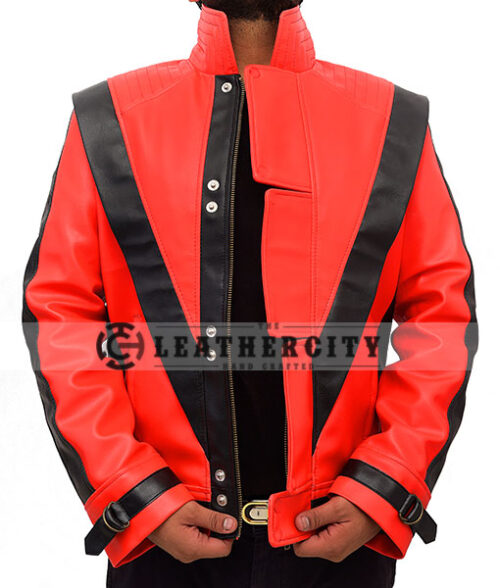 Michael Jackson Thriller Red Leather Jacket - TheLeatherCity