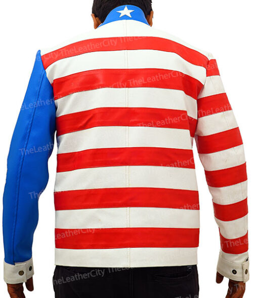 Vanilla Ice's American Flag Leather Biker Jacket - TheLeatherCity