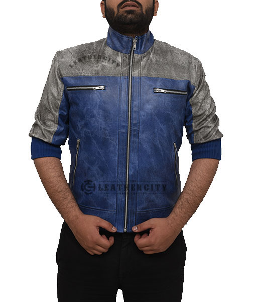 Just Cause 3 Rico Rodriguez Blue and Black Leather Jacket