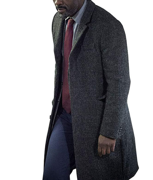 Luther TV Series John Luther (Idris Elba) Grey Wool Trench Coat - TLC