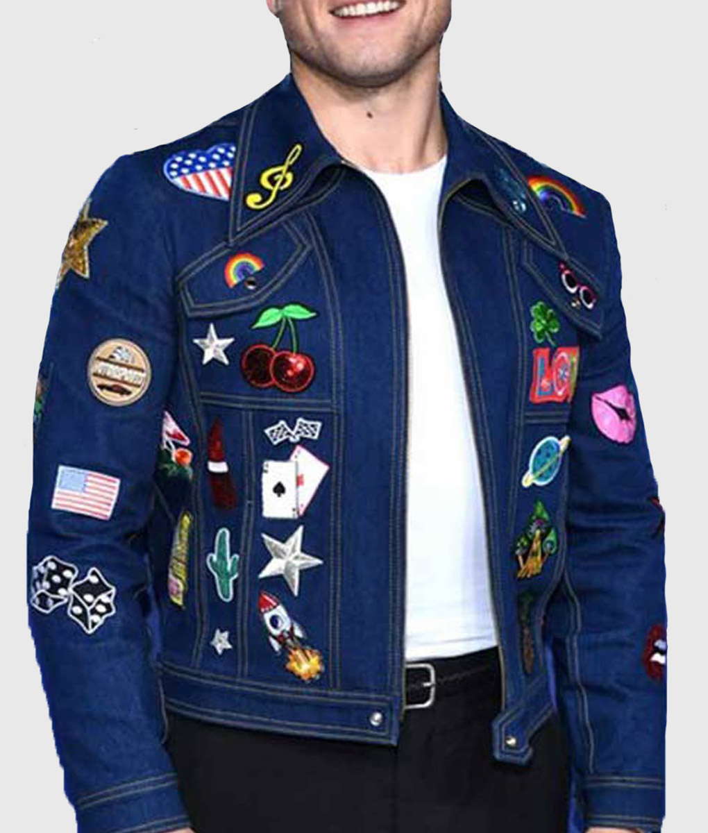 Rocketman Elton John Denim Jacket With Patches - TheLeatherCity