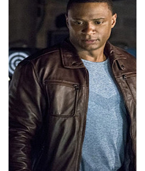 Arrow Season 4's David Ramsey (John Diggle) Brown Leather Jacket