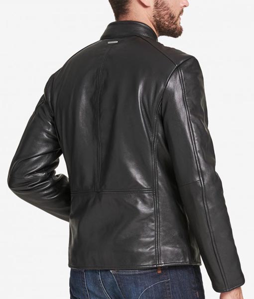 Men's Minimalistic Smooth Black Leather Jacket | TLC
