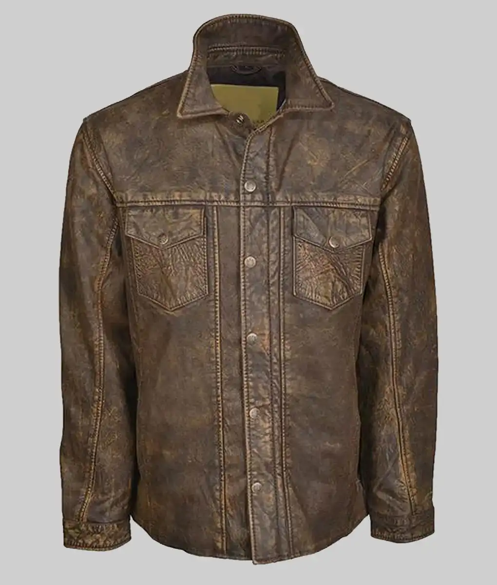 Men's Rustic Ranch Cowboy Full Grain Leather Jacket | TLC
