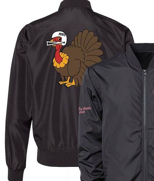 The Overs Club The Big Gobble Black Bomber Jacket | TLC