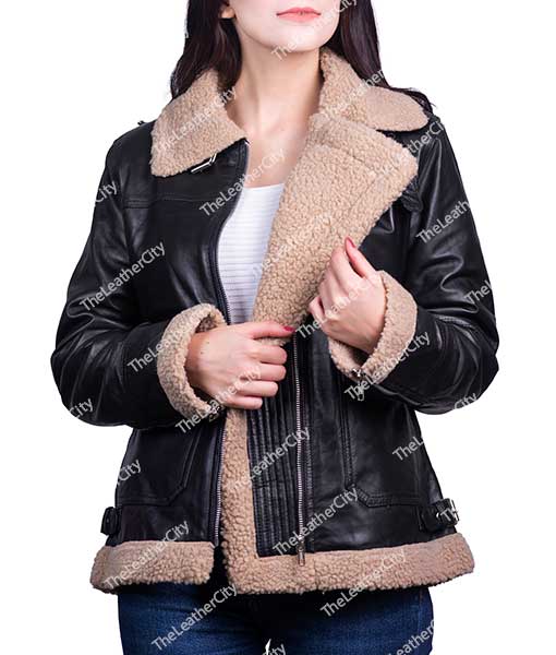 Lisa Ivory Black Shearling Jacket | TLC