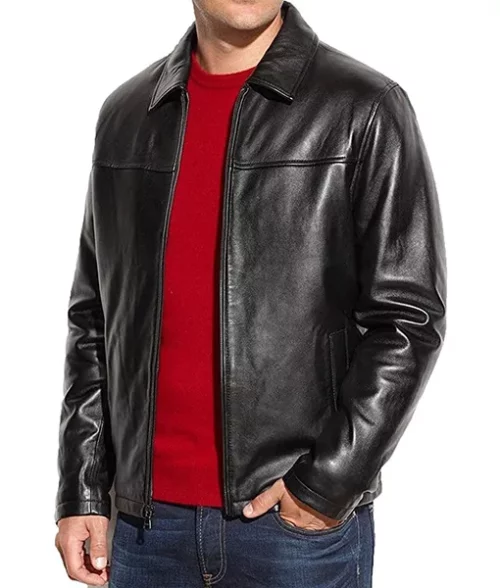 Men’s Simple Fashion Black Leather Jacket | TLC
