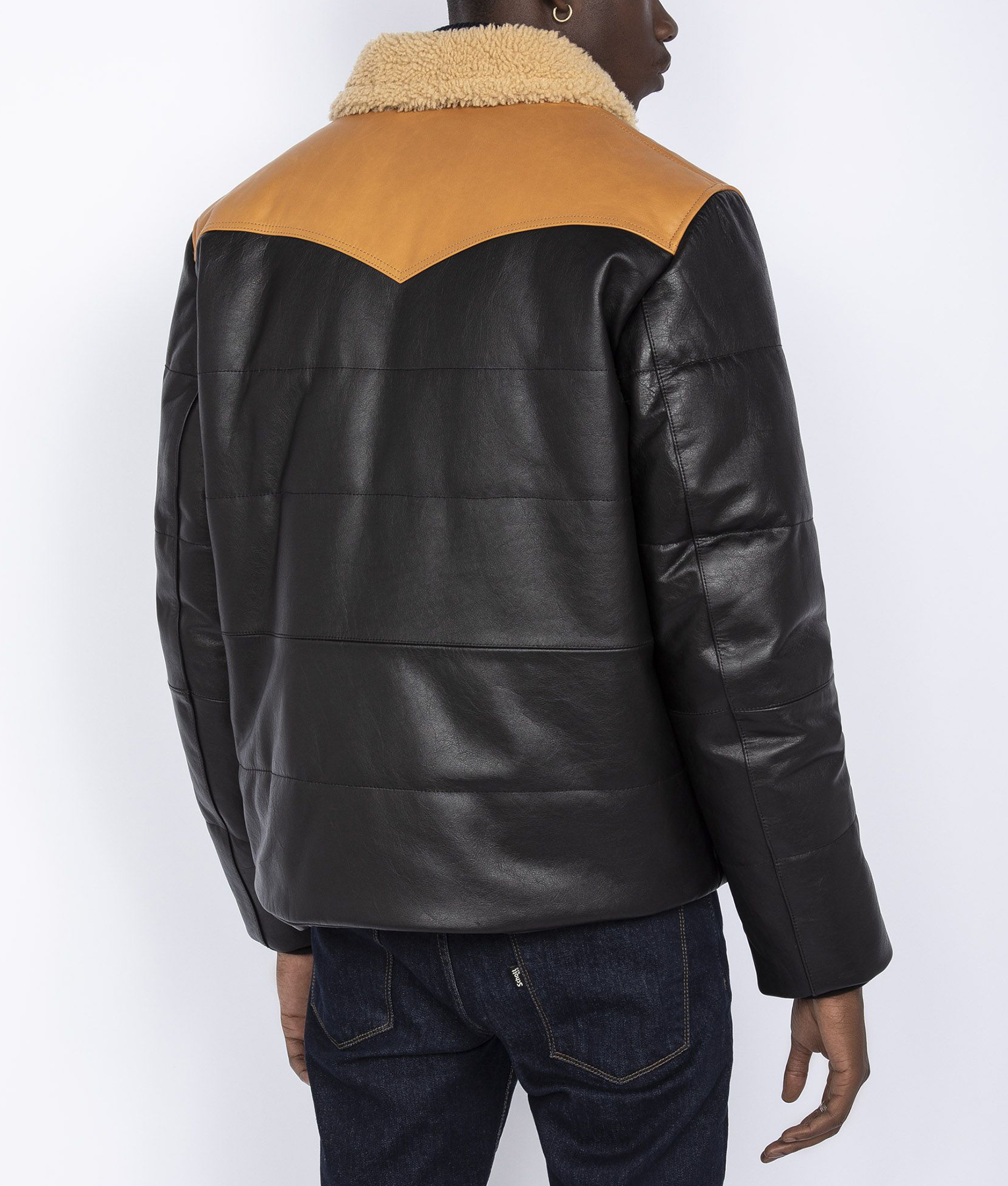 Men's Western Style Aviator Jacket | Faux Shearling Puffer Jacket
