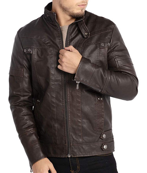 Heavy-duty Brown Leather Bomber Jacket - Authentic Leather Jackets and ...