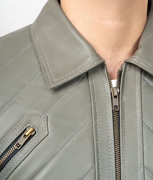 Hudson Men's Grey Leather Jacket | The Leather City