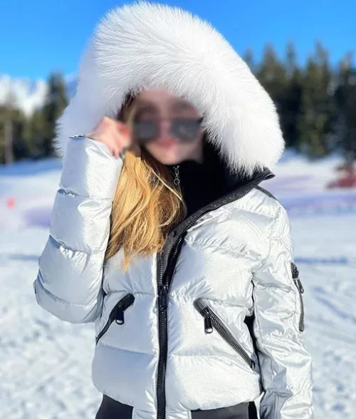 Women's Silver Hooded Puffer Jacket | TLC