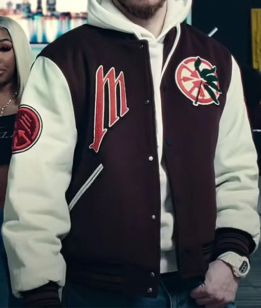 Jack Harlow Nail Tech Black and White Varsity Jacket | TLC