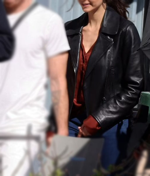The Bricklayer Kate (Nina Dobrev) Black Leather Jacket | TLC