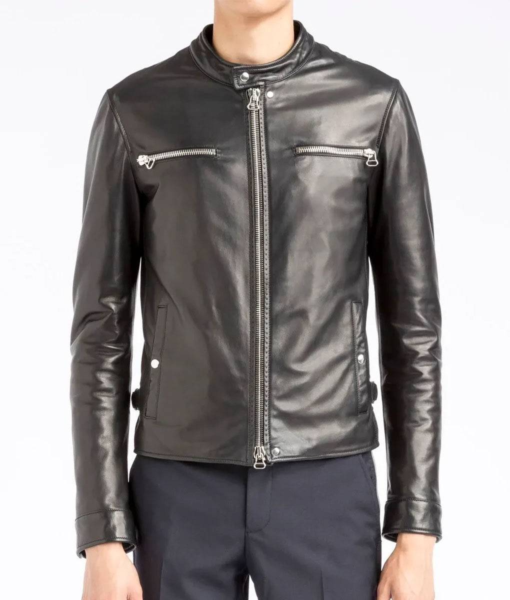 Men's Burrito Black Café Racer Leather Jacket | TLC