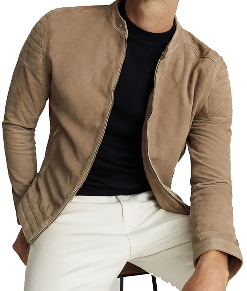 Men's Brooka Camel Brown Café Racer Leather Jacket | TLC