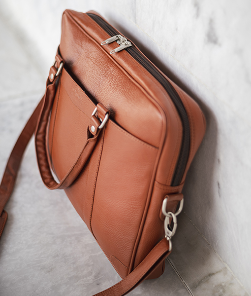 Men Brown Leather Laptop Bag | TLC