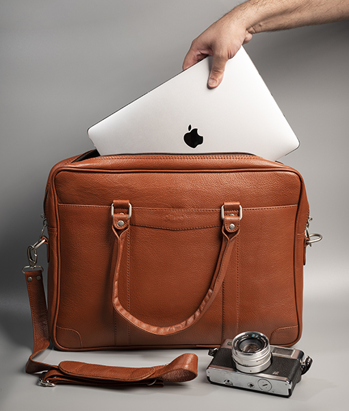 Men Brown Leather Laptop Bag | TLC