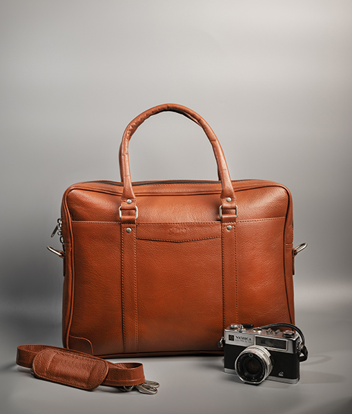 Men Brown Leather Laptop Bag | TLC