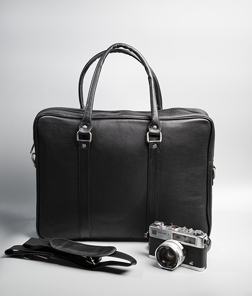 Men Black Leather Laptop Bag | TLC