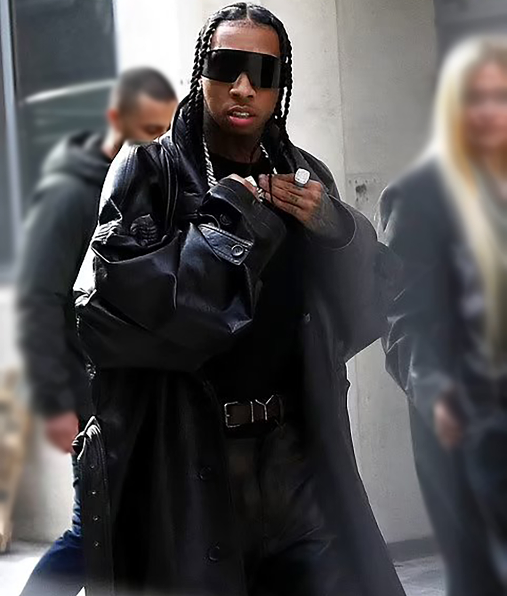 American rapper Tyga Black Leather Coat
