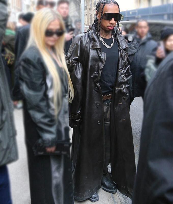 American rapper Tyga Black Leather Coat