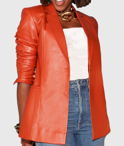 American singer Kelly Rowland Orange Blazer