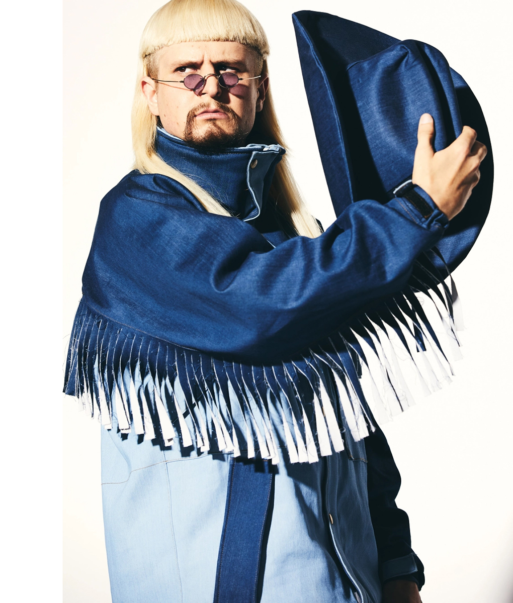 Oliver Tree Cowboy Tears Blue Two-Tone Fringe Cotton Jacket - The ...