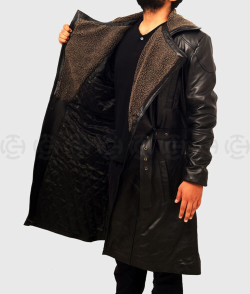 Ryan Gosling Blade Runner 2049 Leather With Shearling Lining Trench Coat