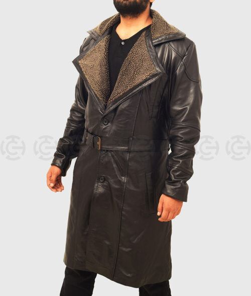 Ryan Gosling Blade Runner 2049 Leather With Shearling Lining Trench Coat