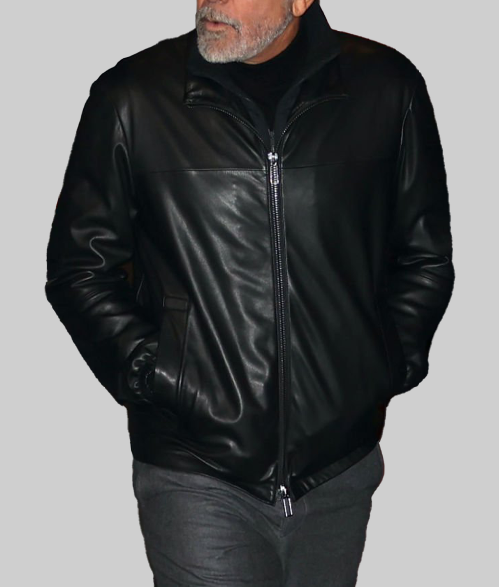 Wolves 2023 George Clooney Black Leather Jacket | TLC