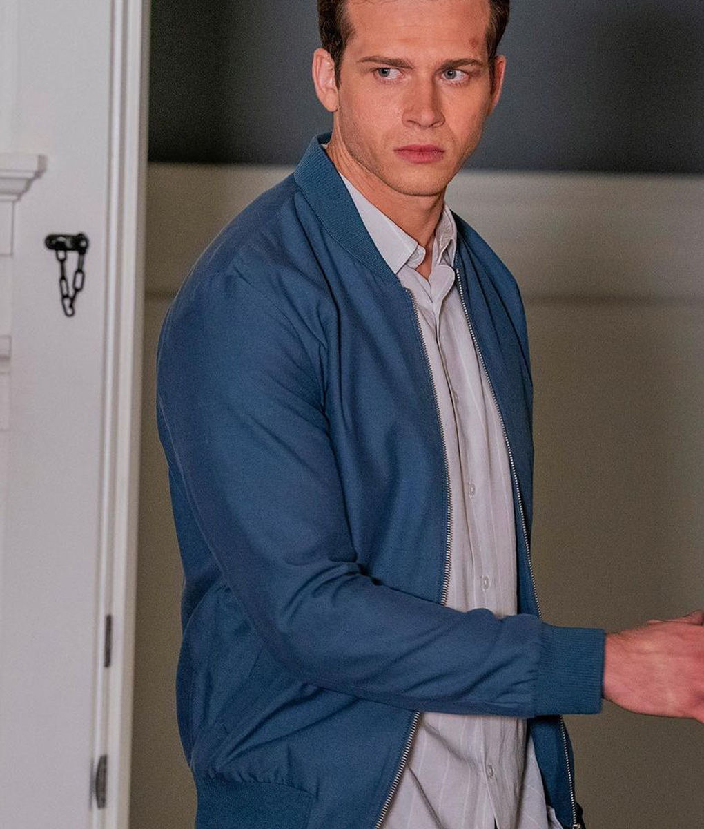 9-1-1 Evan Buckley Jacket | Oliver Stark Blue Bomber Jacket