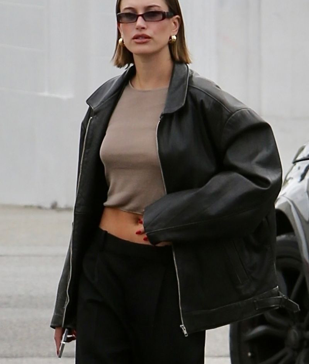HAILEY BIEBER Leather Jacket