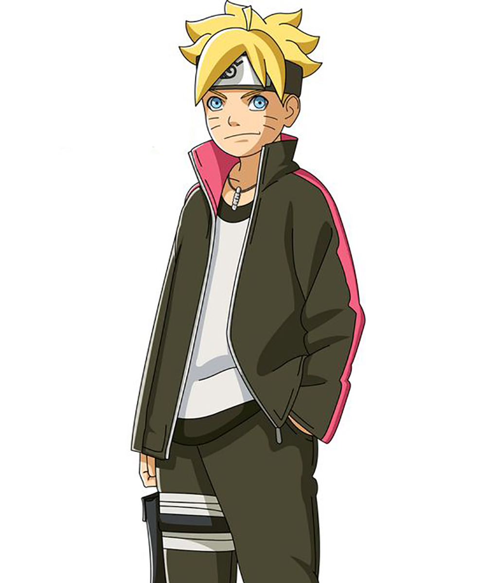 Boruto Uzumaki Green Jacket with Pink Stripe Sleeves