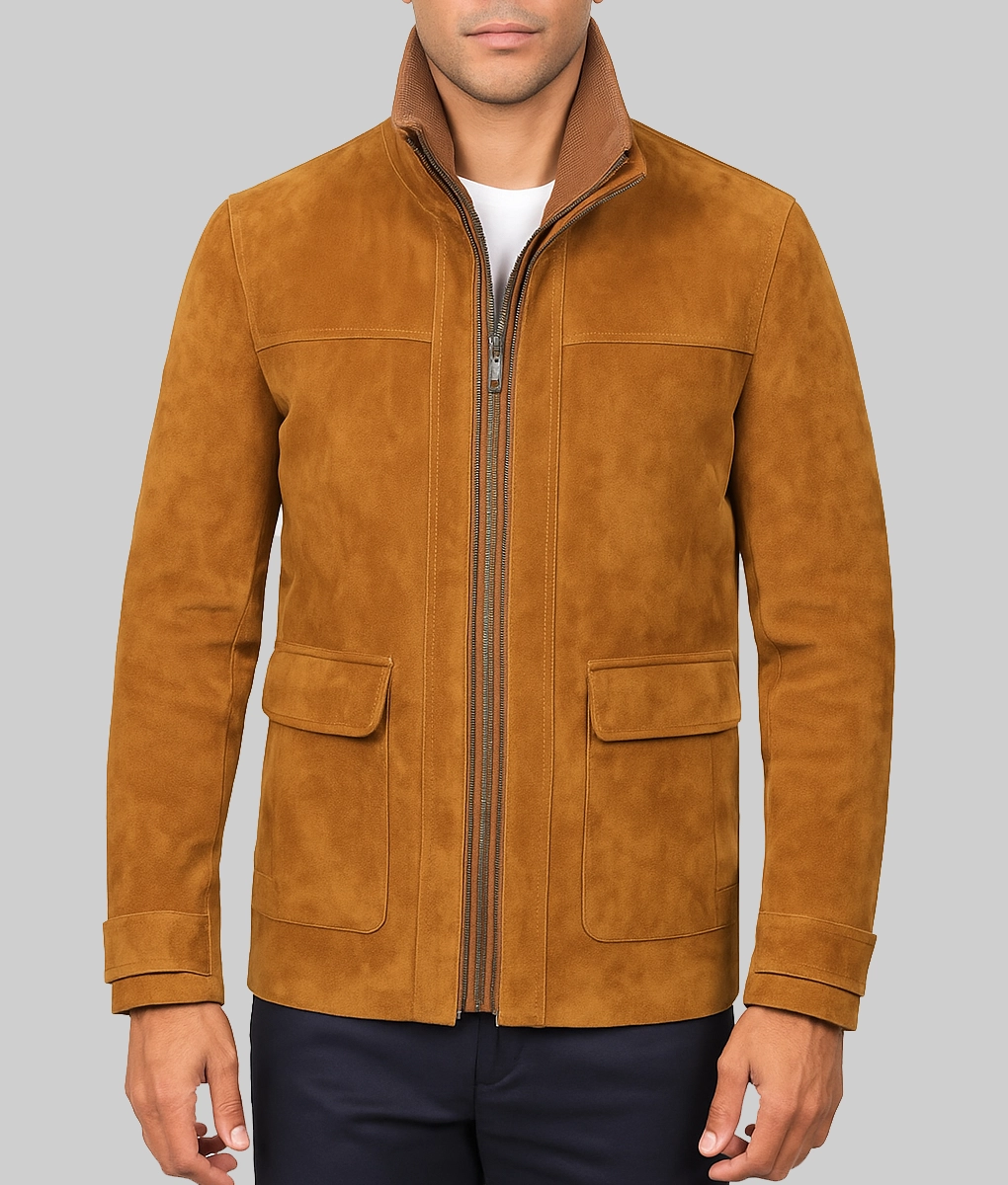 Camilo Men's Classic Brown Suede Mid-Length Winter Coat