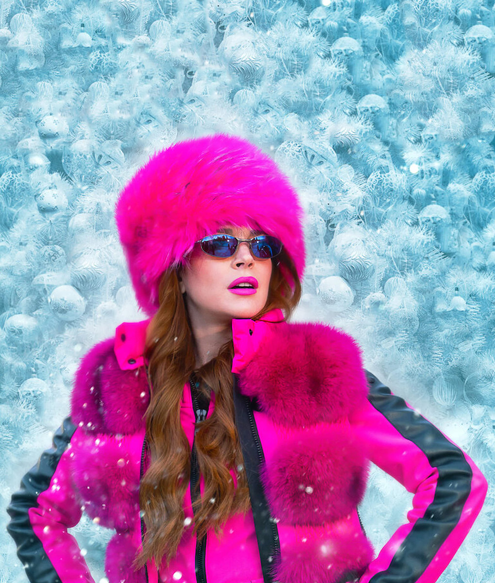 Lindsay Lohan Pink Ski Suit - Ladies Christmas Tracksuit | The Leather City