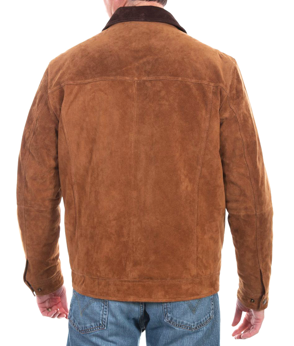 Jaxon Men's Dual-Tone Trucker-Style Suede Utility Jacket