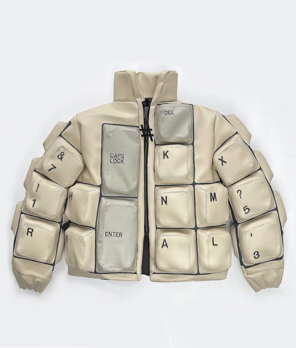 Keyboard Puffer Jacket - White Keyboard Puffer Jacket