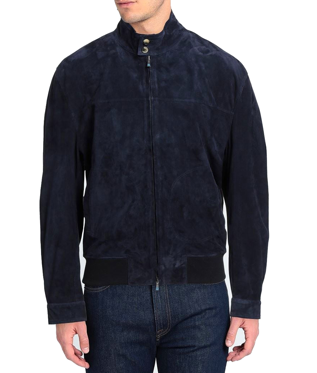 Levi Men's Navy Relaxed-Fit WWII Real Suede Bomber Jacket