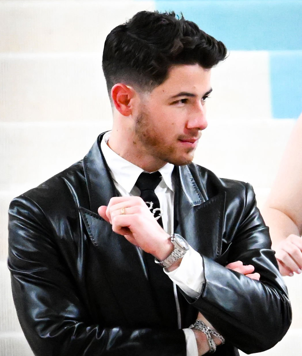 Met Gala 2023 Nick Jonas Black Leather Coat