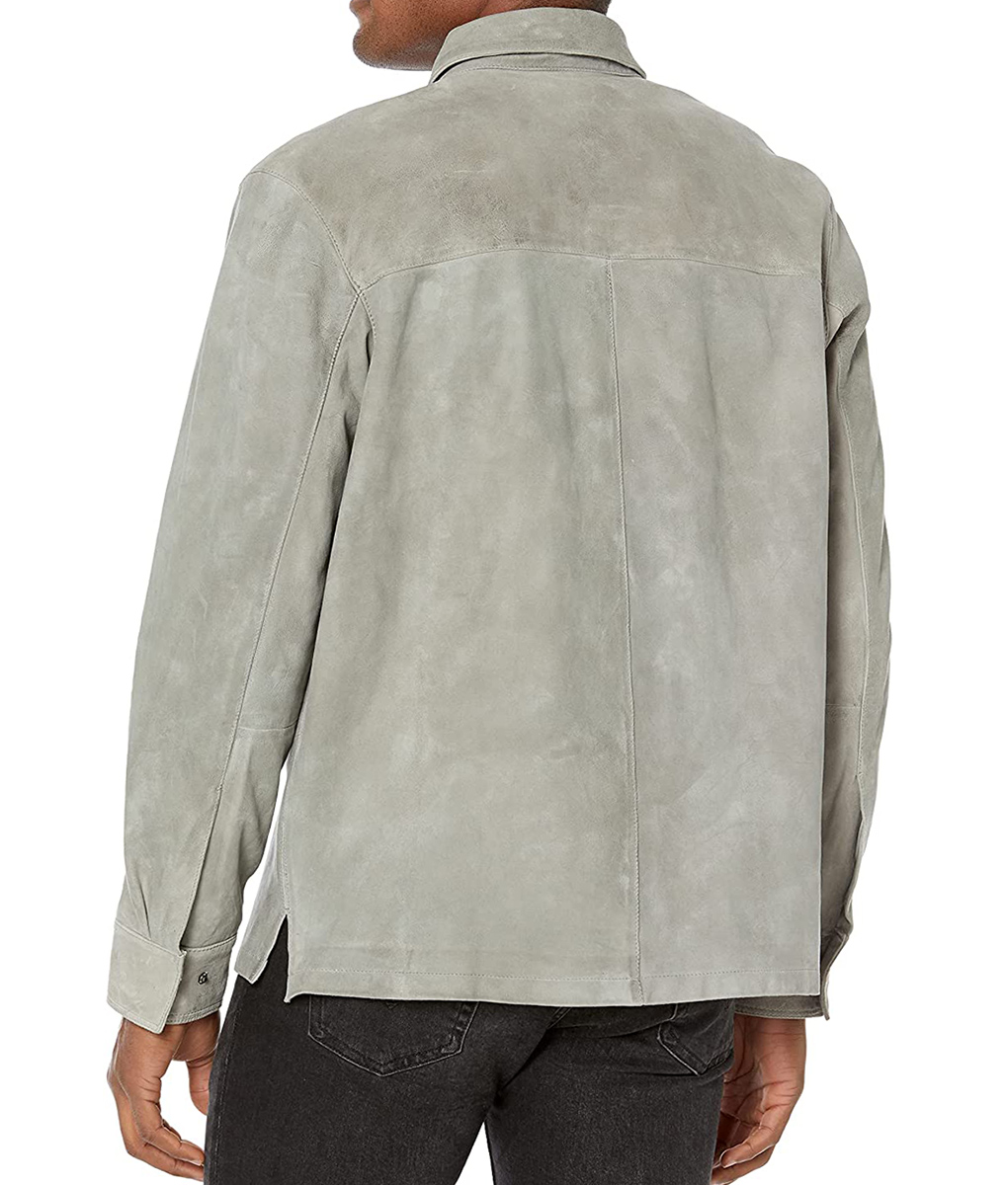Noah Men's Light Gray Relaxed-fit Suede Overshirt Jacket
