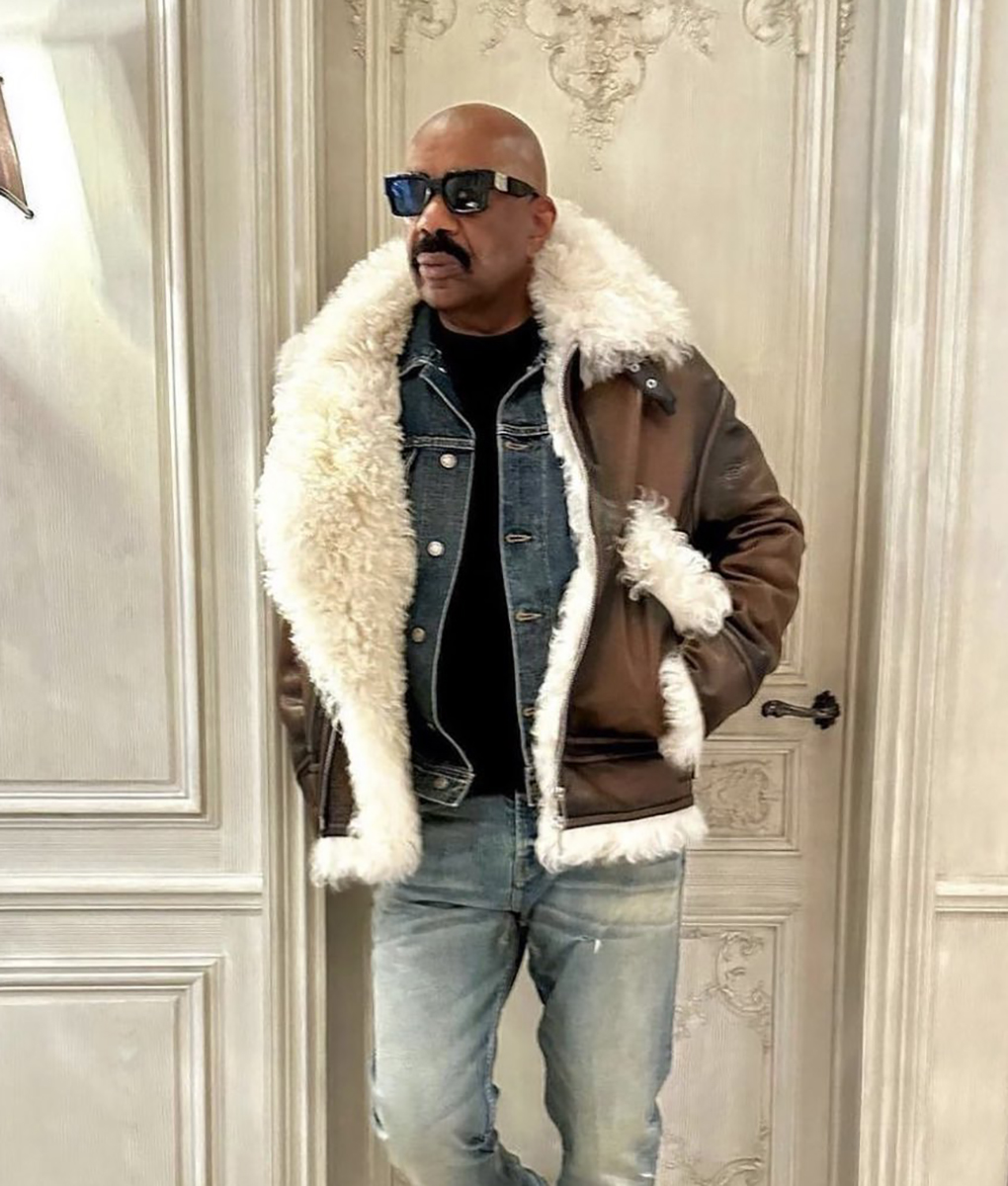 Steve Harvey Aviator Leather Jacket