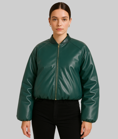 Tracee Ellis Ross Leather Padded Bomber Jacket - Womens Leather Padded ...