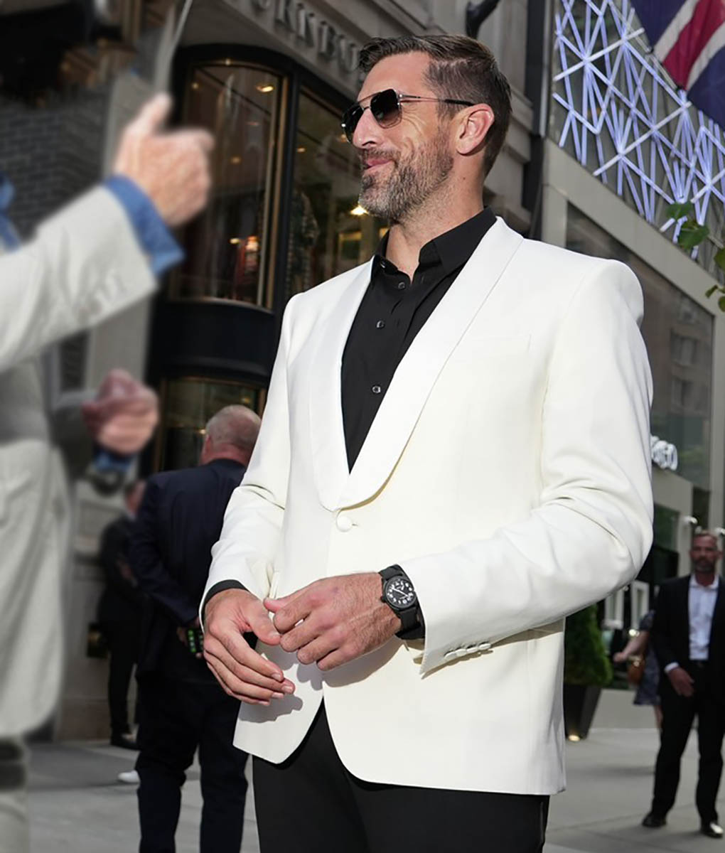 Aaron Rodgers Aston Martin Event White Blazer