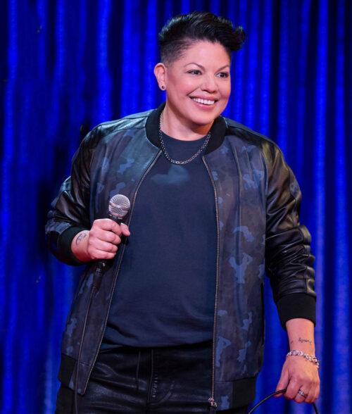 And Just Like That Sara Ramirez Che Blue Camo Bomber Jacket
