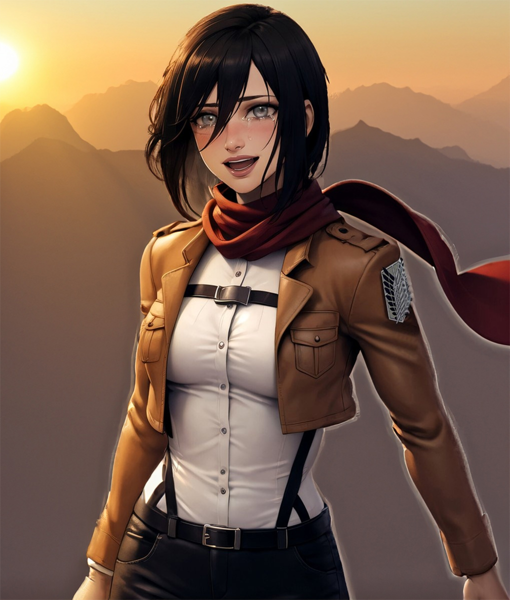 Attack On Titan Mikasa Ackerman Brown Cropped Leather Jacket