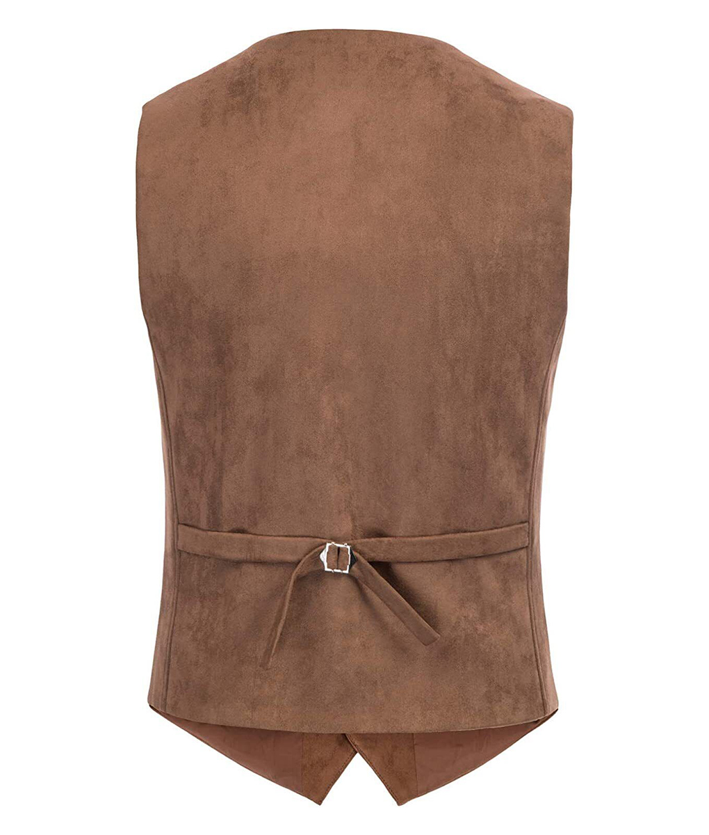 Carson Men's Brown V-Neck Cowboy Fitted Suede Vest