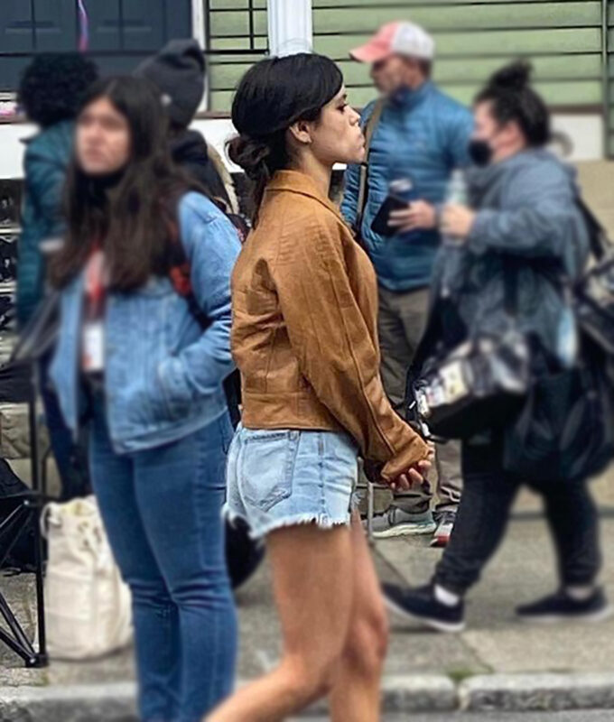 Finestkind Jenna Ortega Mabel Brown Leather Jacket