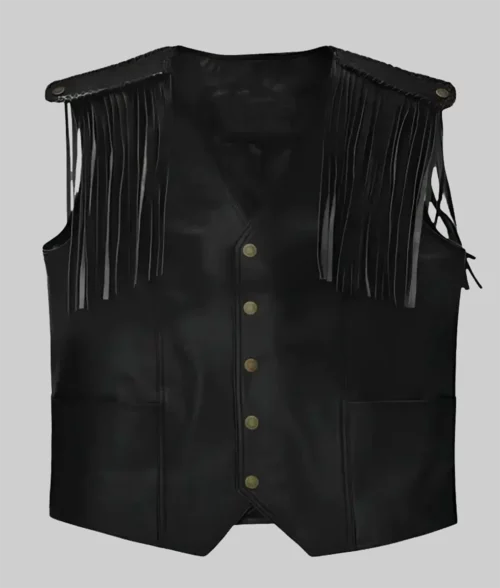 Ken Black Fringe Vest - Ryan Gosling Leather Fringe Vest | The Leather City